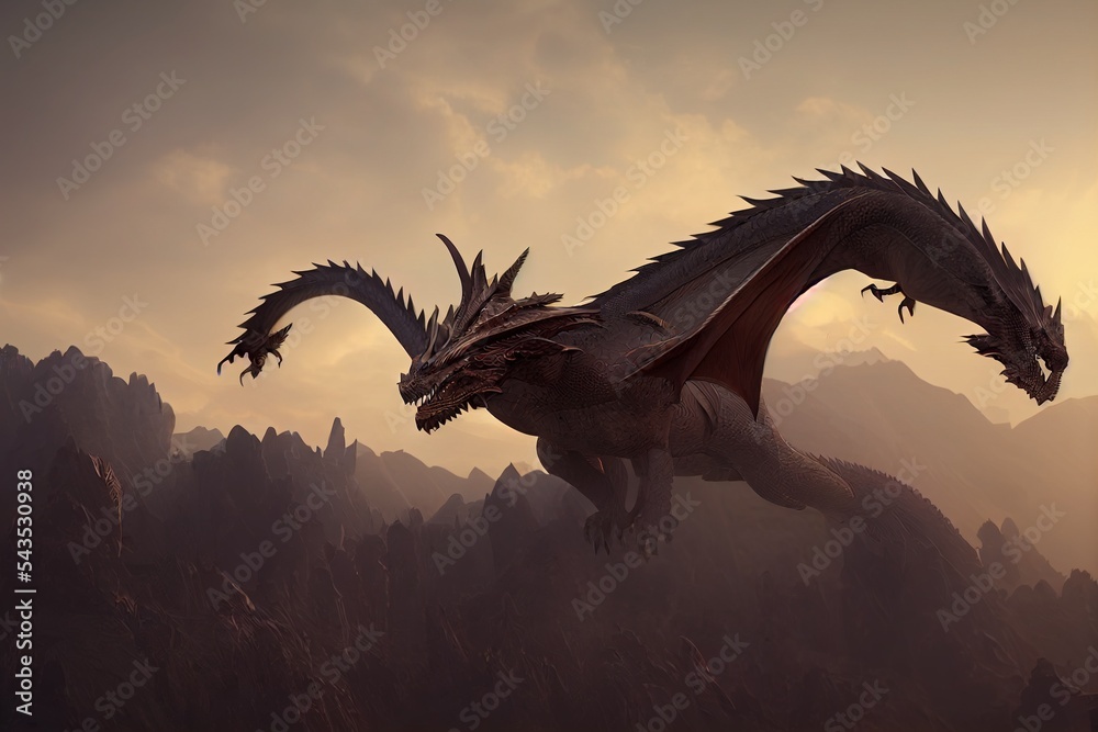 Dragon in Flight Stock Illustration | Adobe Stock