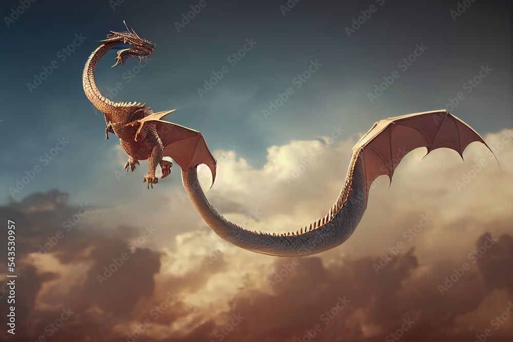 Dragon in Flight Stock Illustration | Adobe Stock
