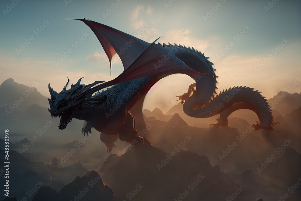 Dragon in Flight Stock Illustration | Adobe Stock