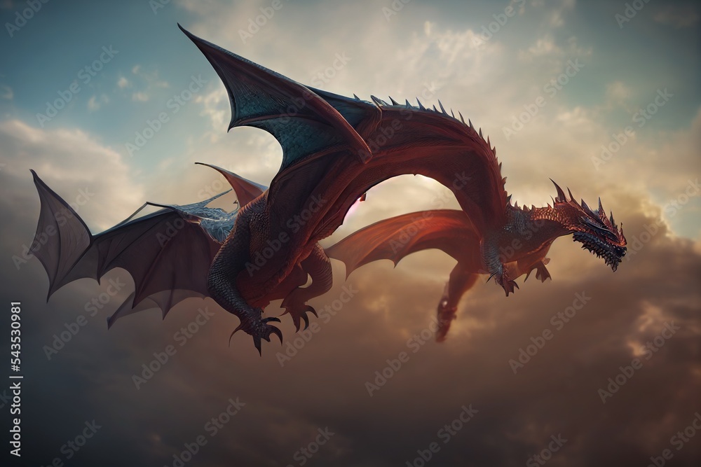 Dragon in Flight Stock Illustration | Adobe Stock