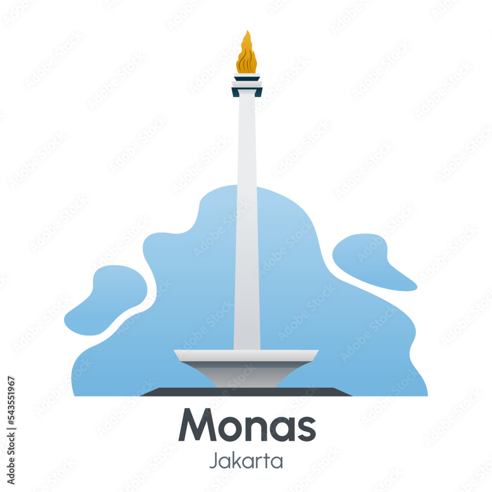 Monas vector illustration. Monas is a landmark in Jakarta, Indonesia ...