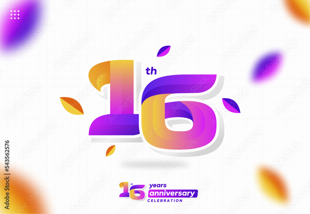 Number 16 logo icon design. 16th birthday logo number. anniversary 16 ...