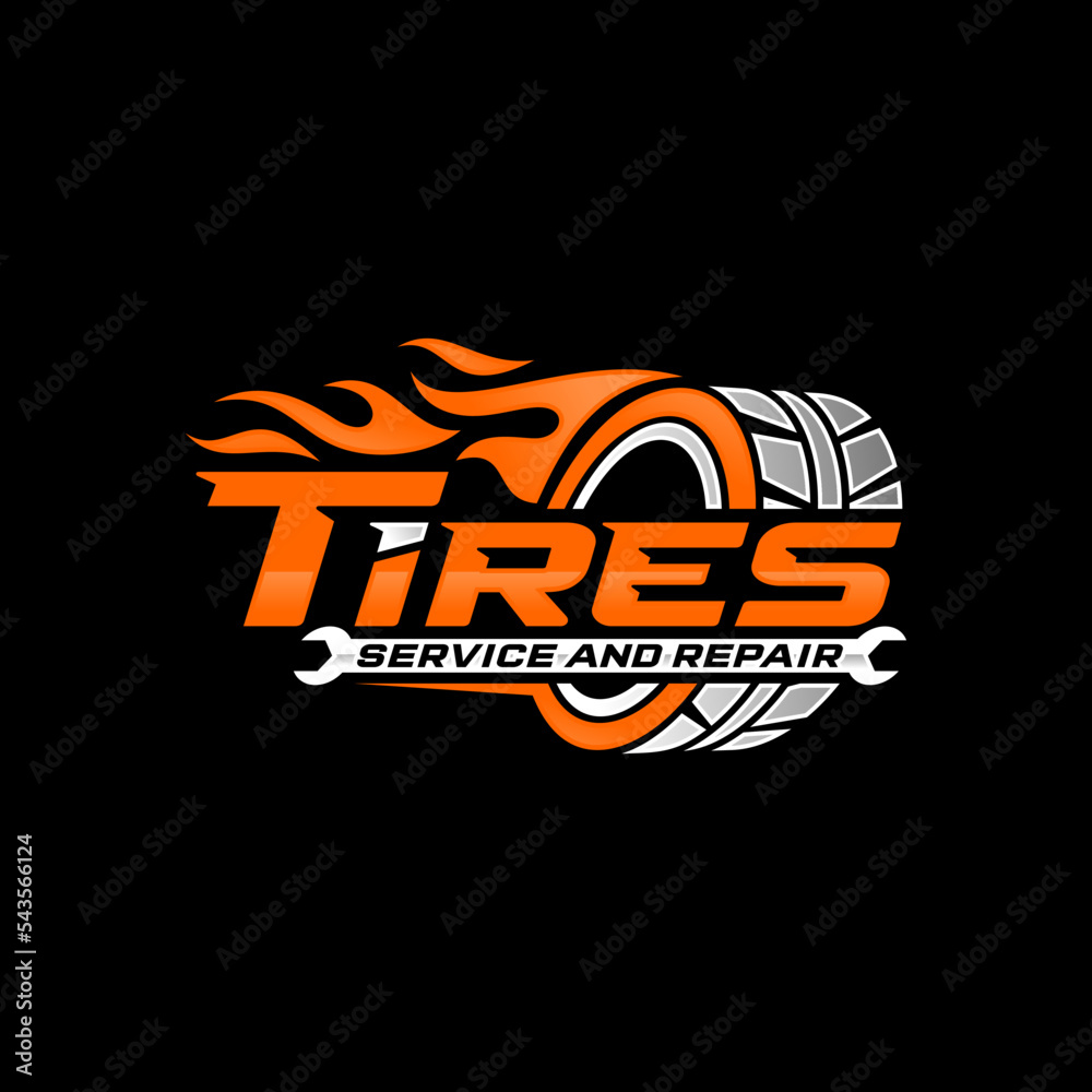 Car wheel in fire flame. tires vector logo design template. Stock ...