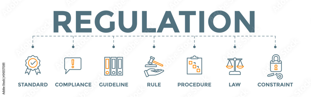 Regulation icon banner web illustration with standard, compliance ...