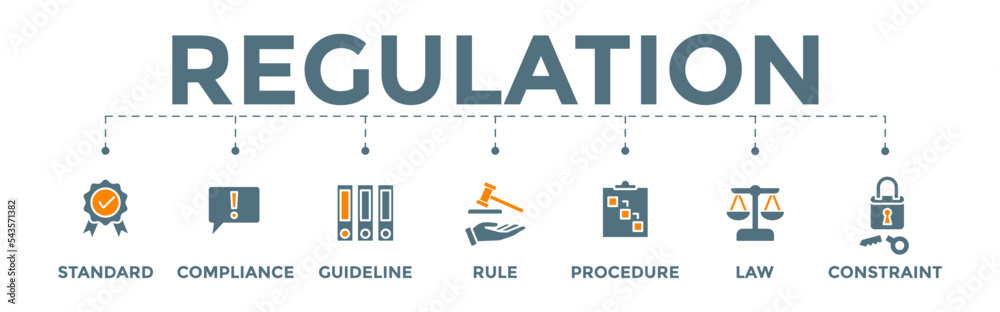 Regulation icon banner web illustration with standard, compliance ...