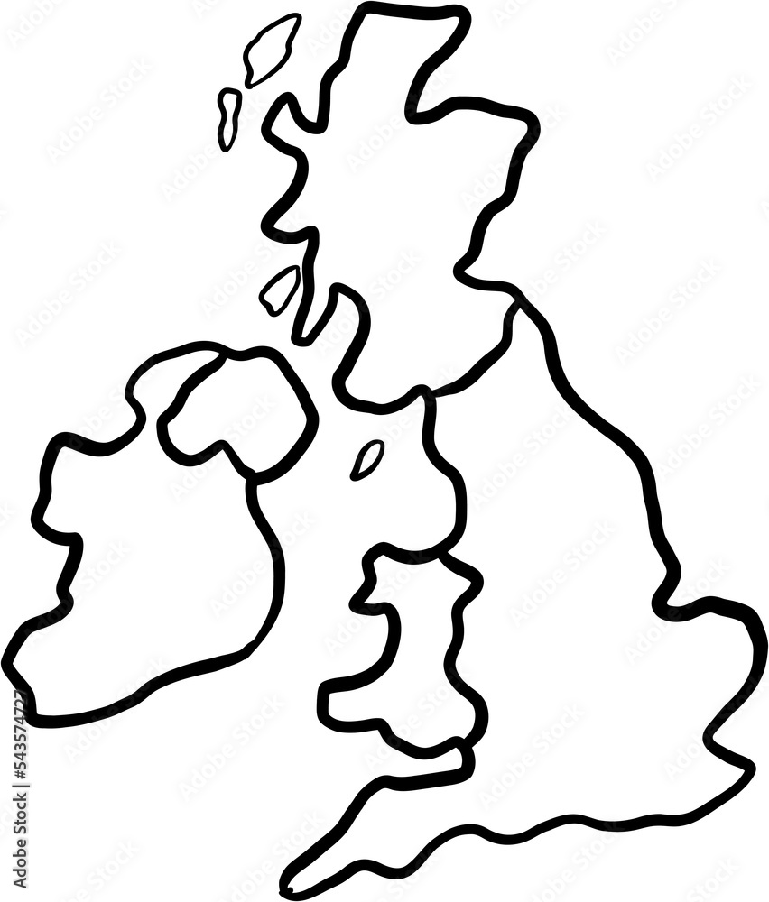 doodle freehand drawing of united kingdom map. Stock-Illustration ...