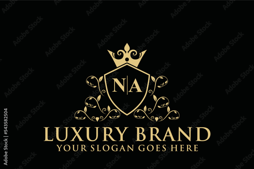 letter Initial NA elegant luxury monogram logo or badge template with ...