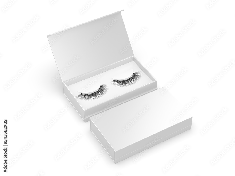 Blank False Eyelash Packaging Box Mockup, 3d render illustration. Stock ...