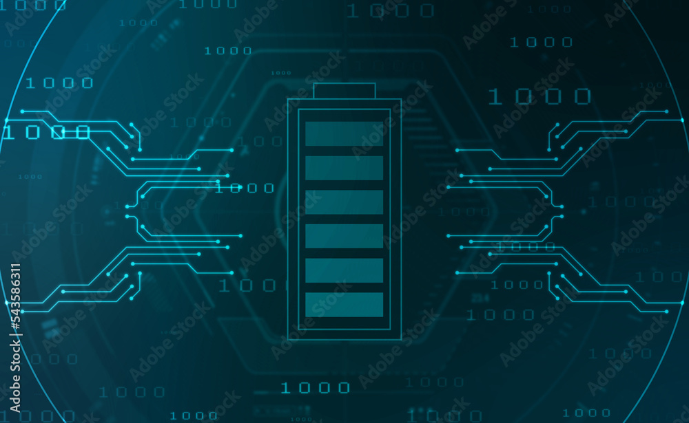 Battery Icon in digital background, battery supply Concept Background ...
