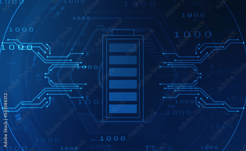 Battery Icon in digital background, battery supply Concept Background ...