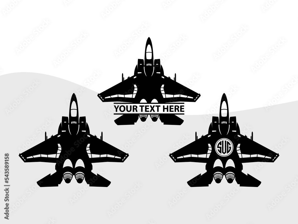Fighter Aircraft Monogram, Fighter Aircraft Silhouette, Jet Biman Svg ...