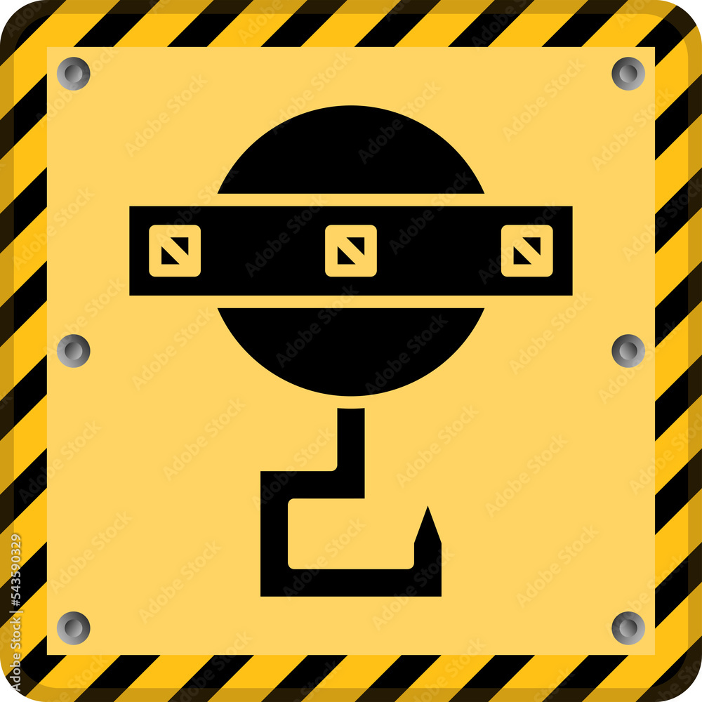 industrial crane hook symbol in yellow signage Stock Illustration ...