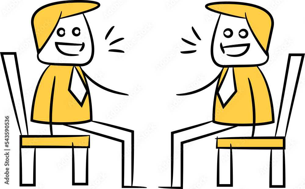 businessman sitting and meeting stick figure cartoon illustration Stock ...