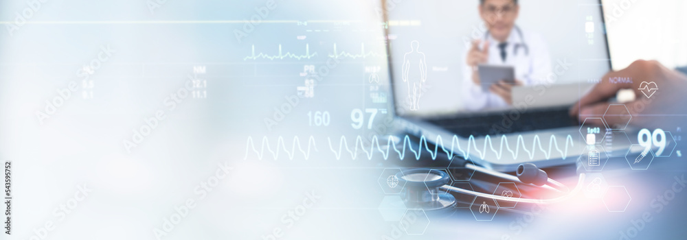 Telemedicine, medical technology concept, Cardiologist doctor using ...