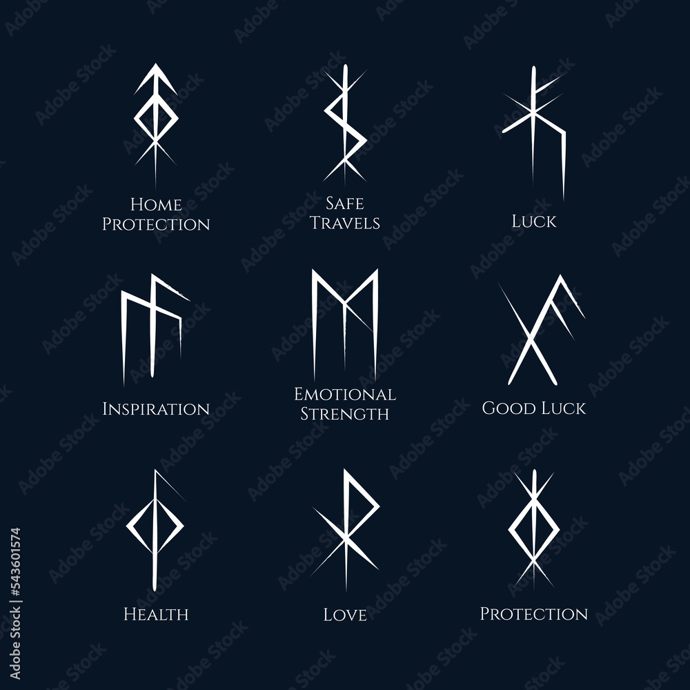 Viking Bind Runes isolated set. Mystical norse symbols collection with ...