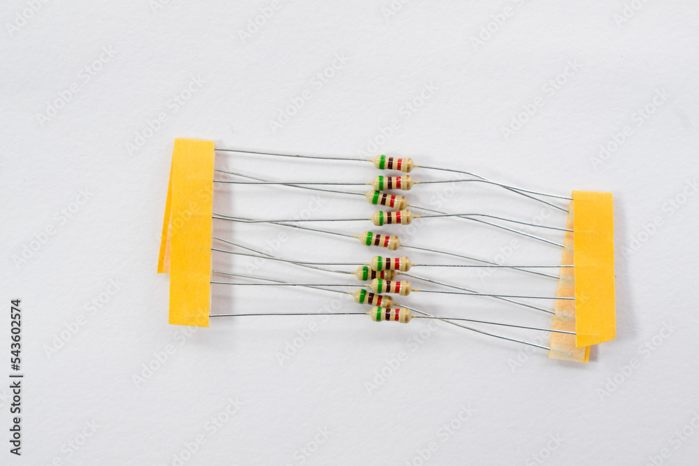 Carbon resistors used in electronic industry. Resistors are used in all ...