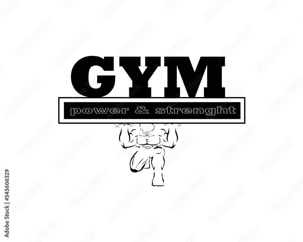 vector logo design in the form of a bodybuilding athlete who is holding ...