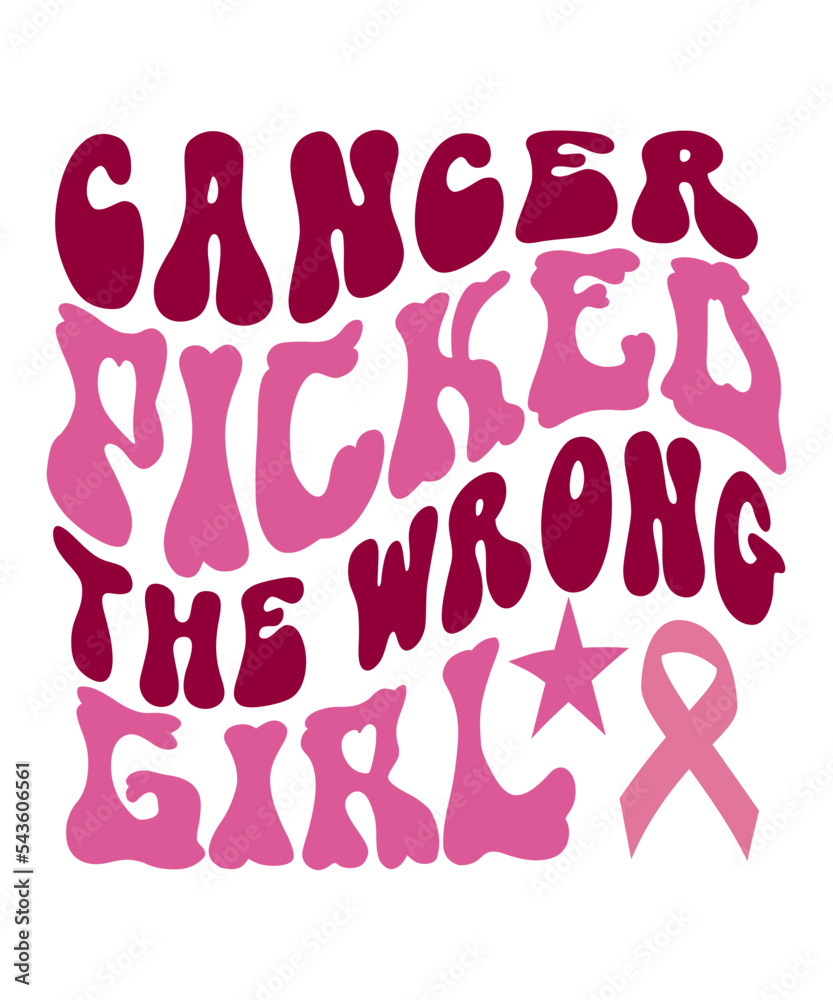 Vettoriale Stock Retro Breast Cancer Svg Bundle, Cancer Awareness Svg ...