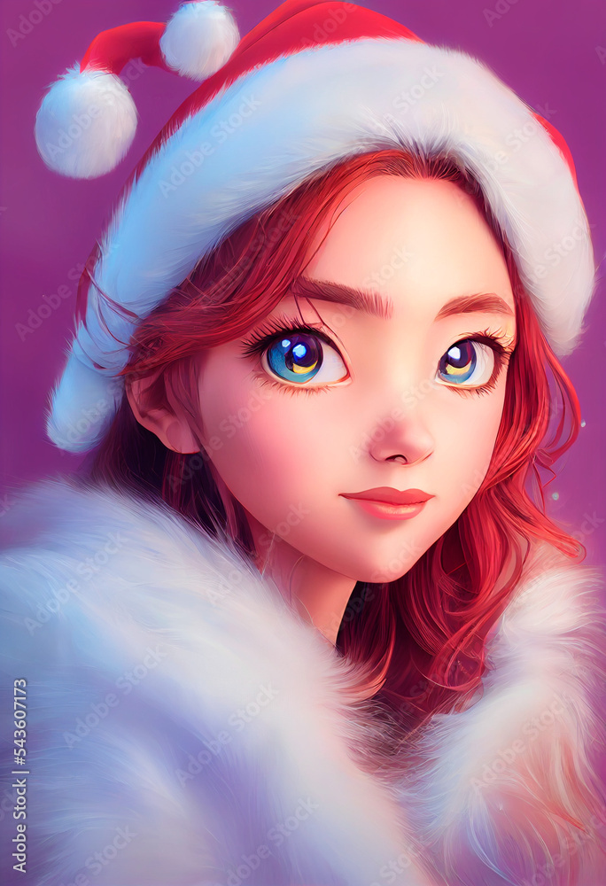 Mrs. Claus anime version. Blonde Young Mrs. Claus illustration anime ...