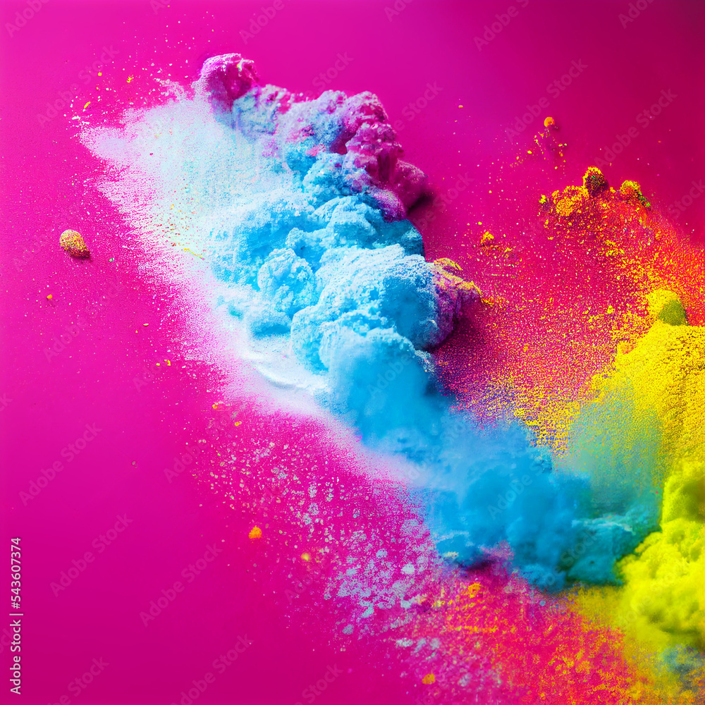 CMYK Color powder explosion background - cyan magenta yellow and ...