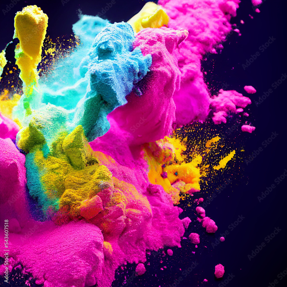 CMYK Color powder explosion background - cyan magenta yellow and ...
