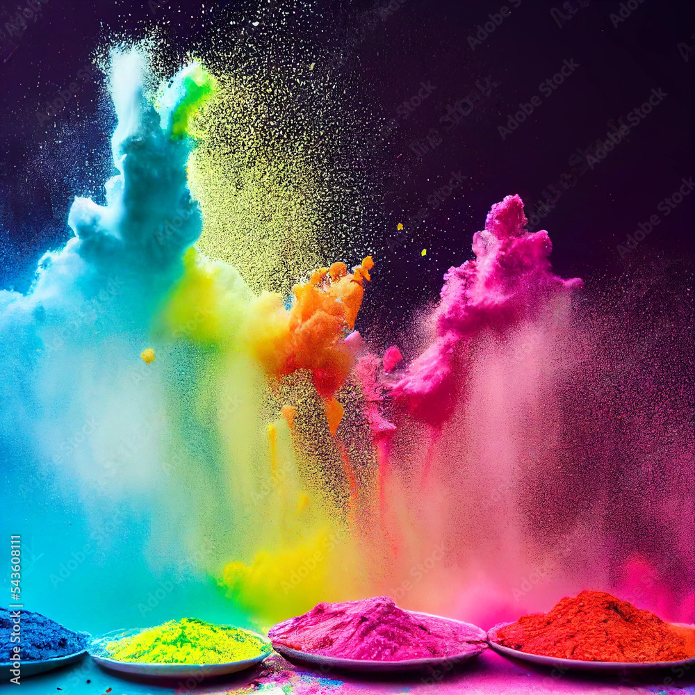 CMYK Color powder explosion background - cyan magenta yellow and ...