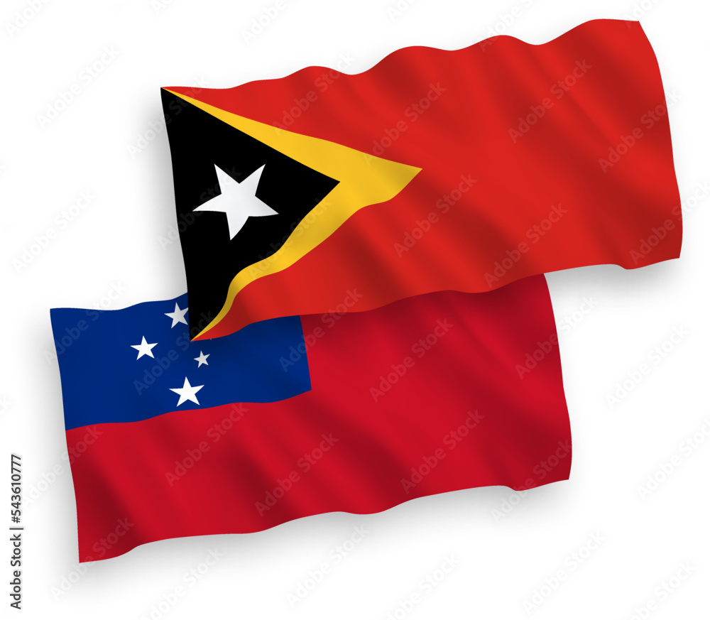 Flags of Independent State of Samoa and East Timor on a white ...