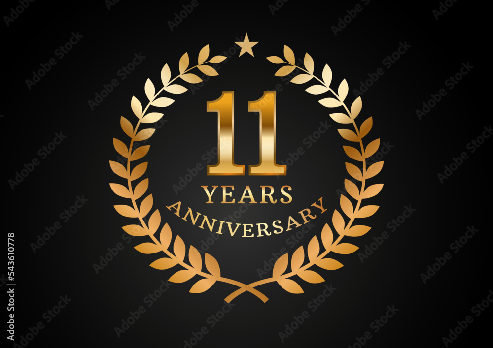 Vector graphic of Anniversary celebration background. 11 years golden ...