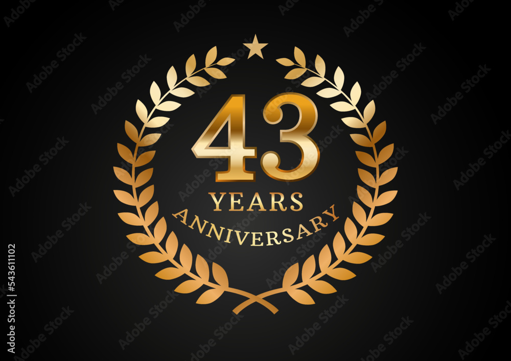 Vector graphic of Anniversary celebration background. 43 years golden ...