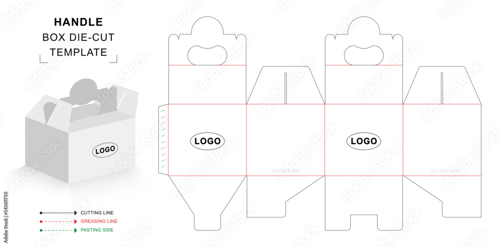 Handle box die cut template Stock Vector | Adobe Stock