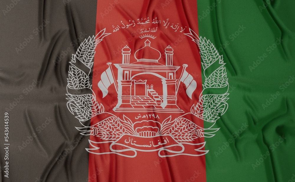 Flag of Afghanistan (Islamic Republic) - on a flat surface with a few ...
