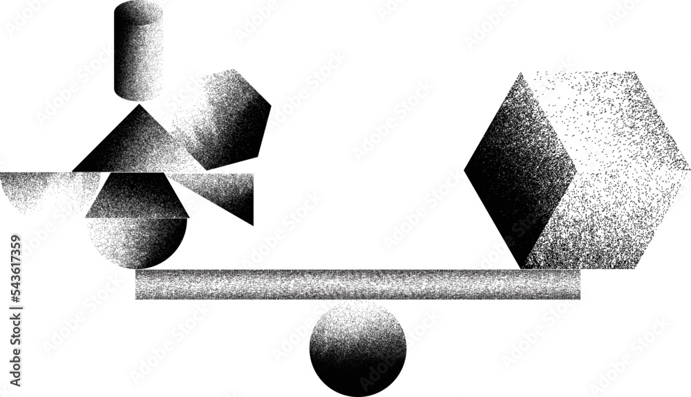 Balance concept .Distorted geometric shapes . Minimal art design ...