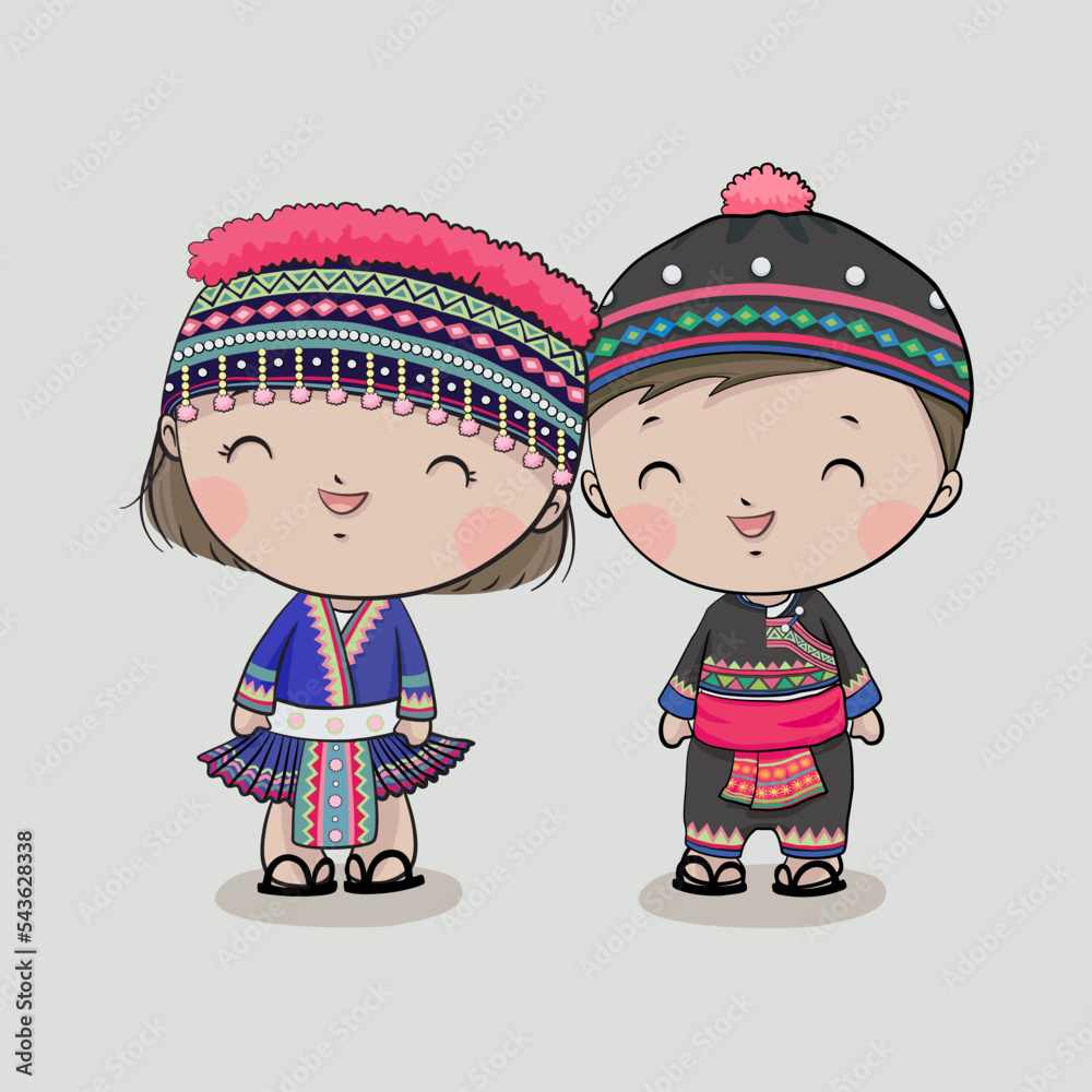 Hmong couple, hill tribe in Thailand vector de Stock | Adobe Stock