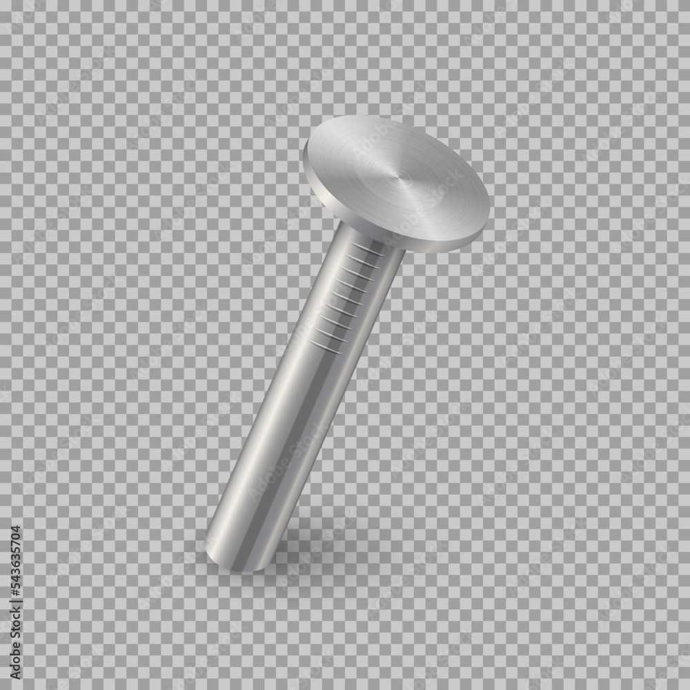 3d iron nail vector illustration. Realistic isolated metal pin with ...