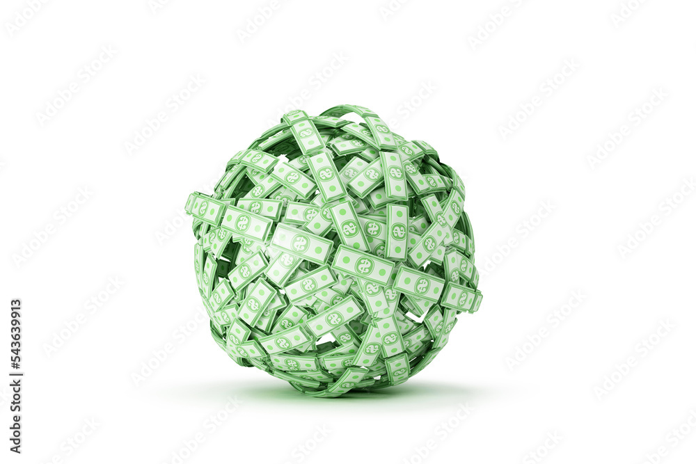 Cartoon Money Sphere Bills Symbol on white background Stock ...