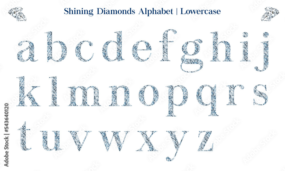 Shining Diamonds Alphabet or Font Set for luxurious and elegant design ...