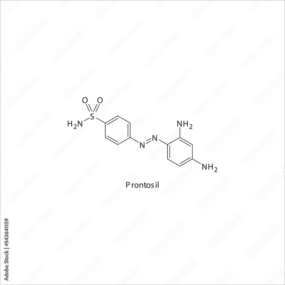 Prontosil flat skeletal molecular structure Sulfonamide antibiotic drug ...