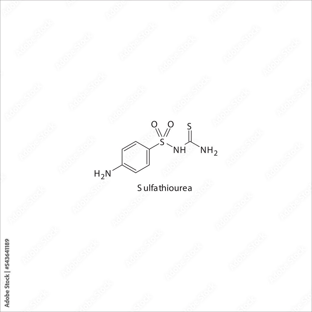 Sulfathiourea flat skeletal molecular structure Sulfonamide antibiotic ...