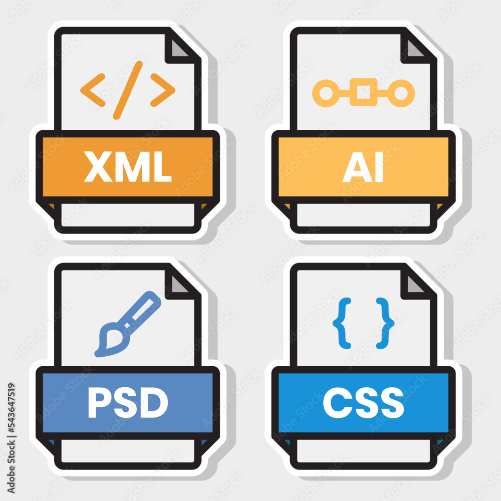 Document file format folder pdf doc xls jpg zip txt png json ppt csv xml ai mp3 mp4 html psd css ...