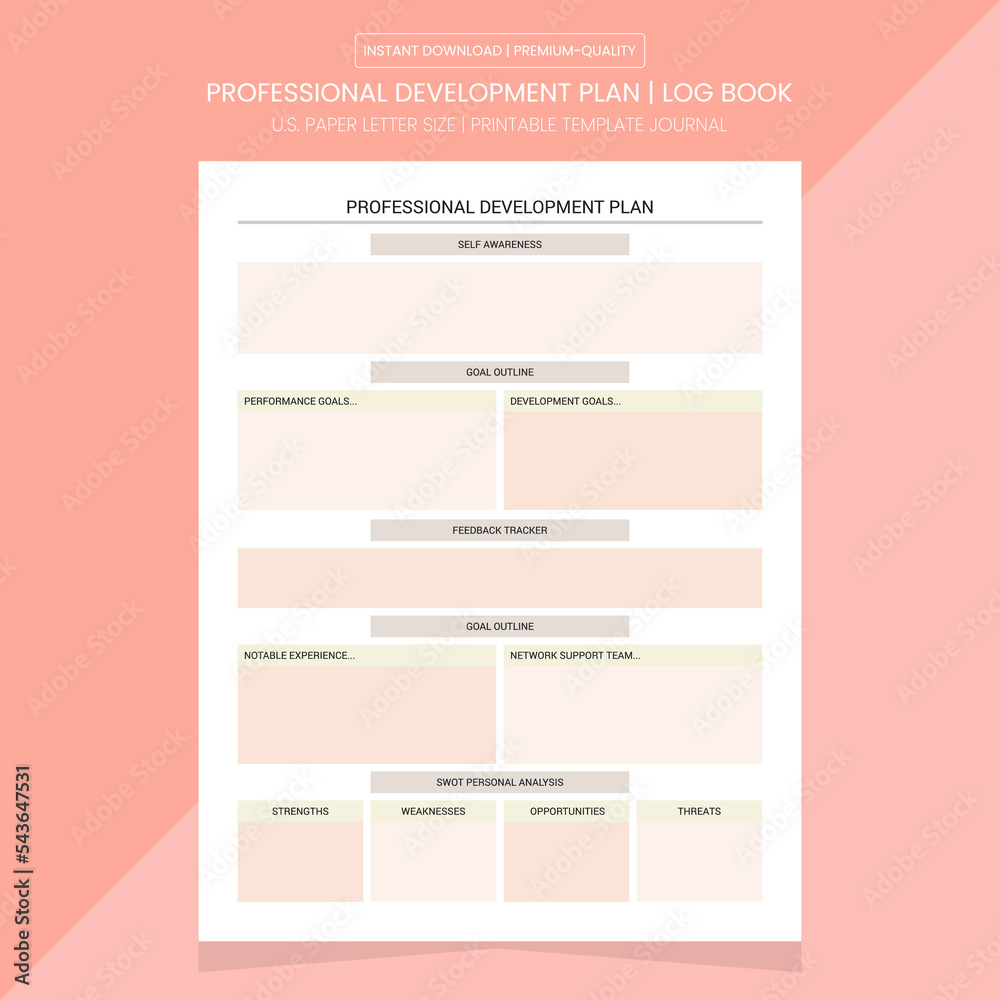 Professional Development Plan | Self Development Journal Printable ...