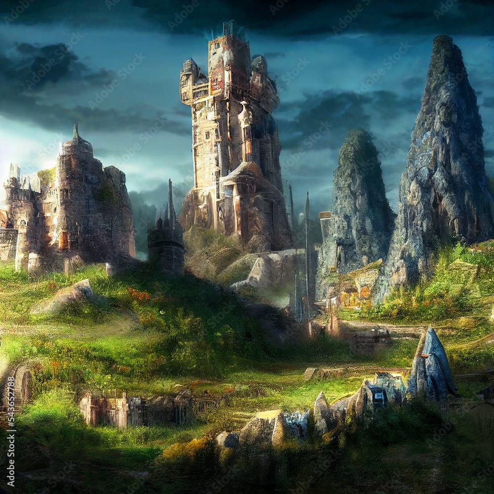 fantasy map rpg remaster Advernture elements stronghold with a mage ...