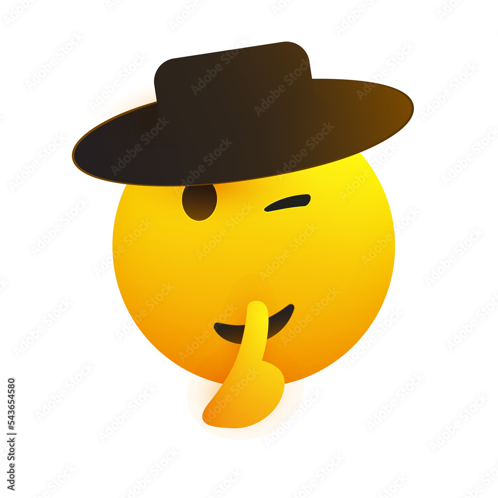 Never Tell! - Winking, Cheeky Face with Black Hat Gesturing - Finger on ...