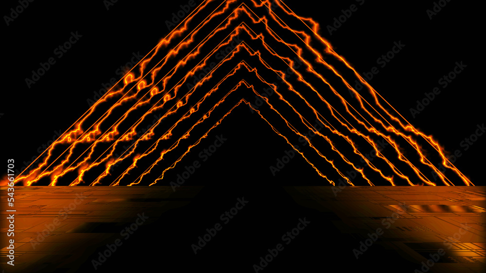 Fire loop animation. Wet asphalt, night view. Fiery reflection on the ...