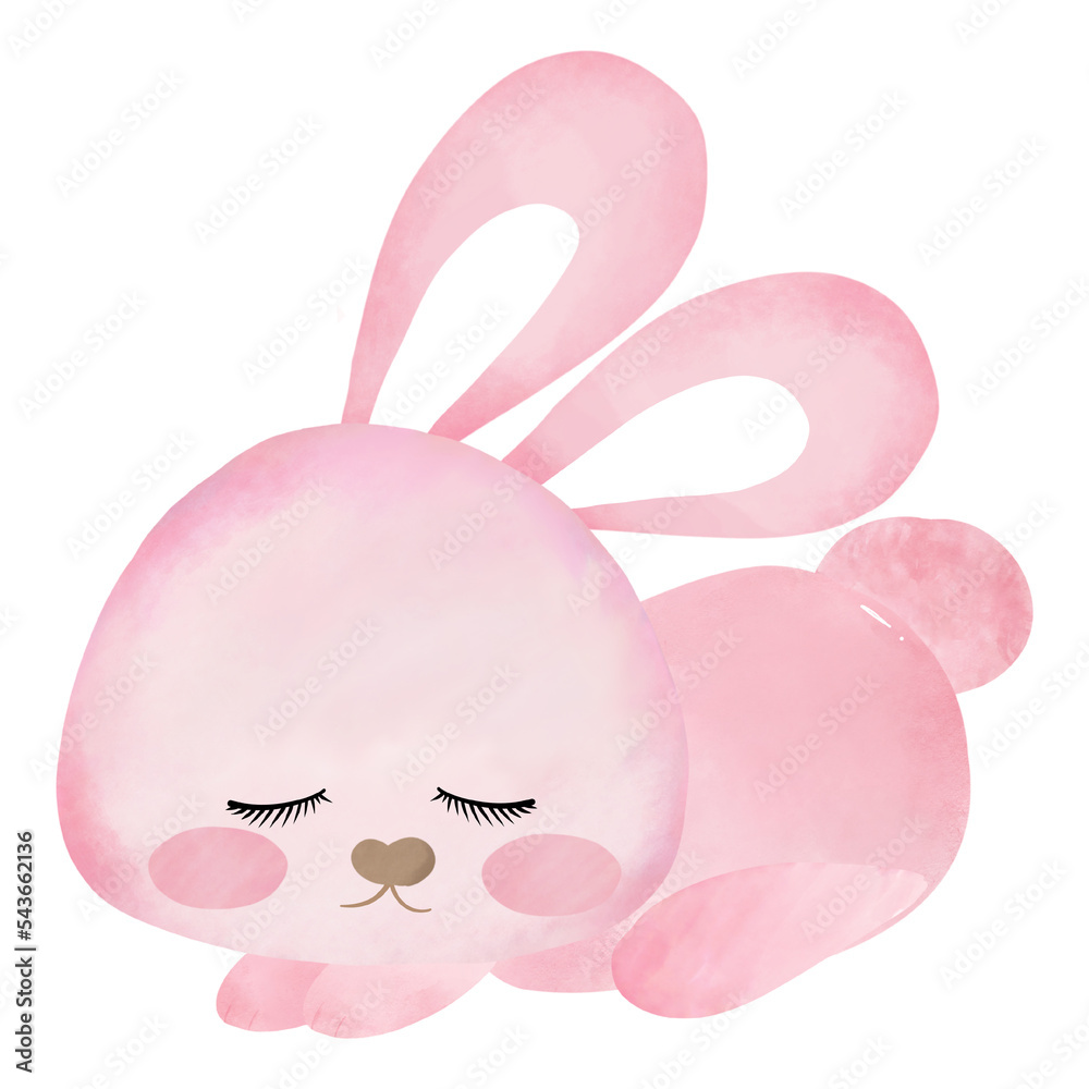 cute pink baby bunny, baby rabbit girl poses, sit, stand up, wave ...