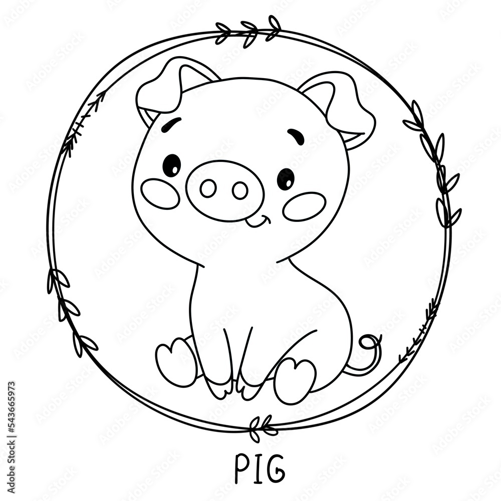 Little pig sketch. Drawing on a white background.Line. Coloring Page ...