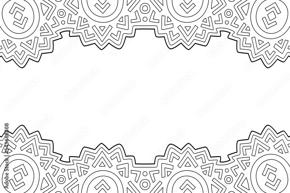 Line art for coloring book with geometric border Stock Vector | Adobe Stock