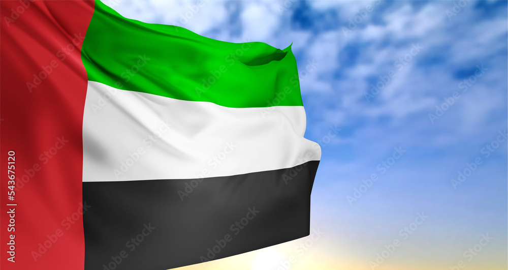UAE flag on background of sky. Concept for Flag Day, Design for ...