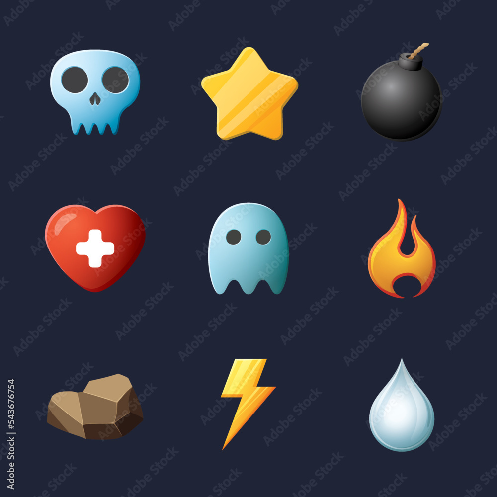 Game UI assets set. Gaming user interface icons collection. vector ...