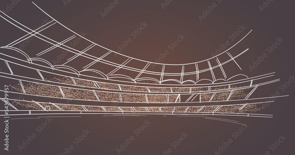 Football stadium line drawing illustration vector. Soccer playground ...
