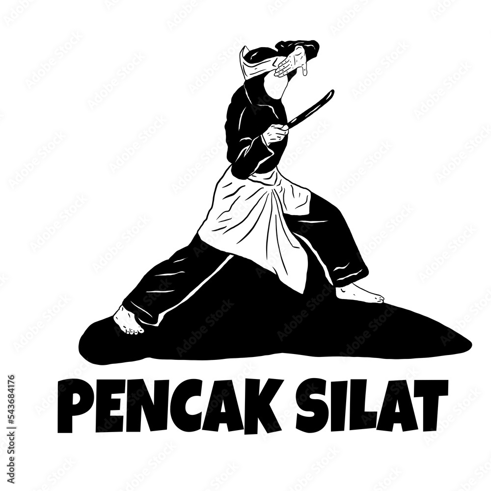 Pencak silat line art silhouette illustration Stock Illustration ...